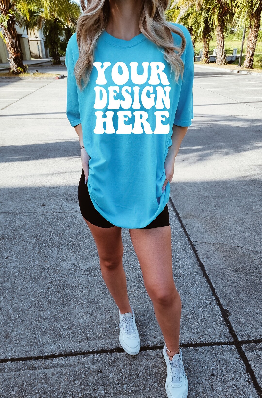 Comfort Colors C1717 Lagoon Blue Shirt Mockup | Blue Tshirt | Oversized ...