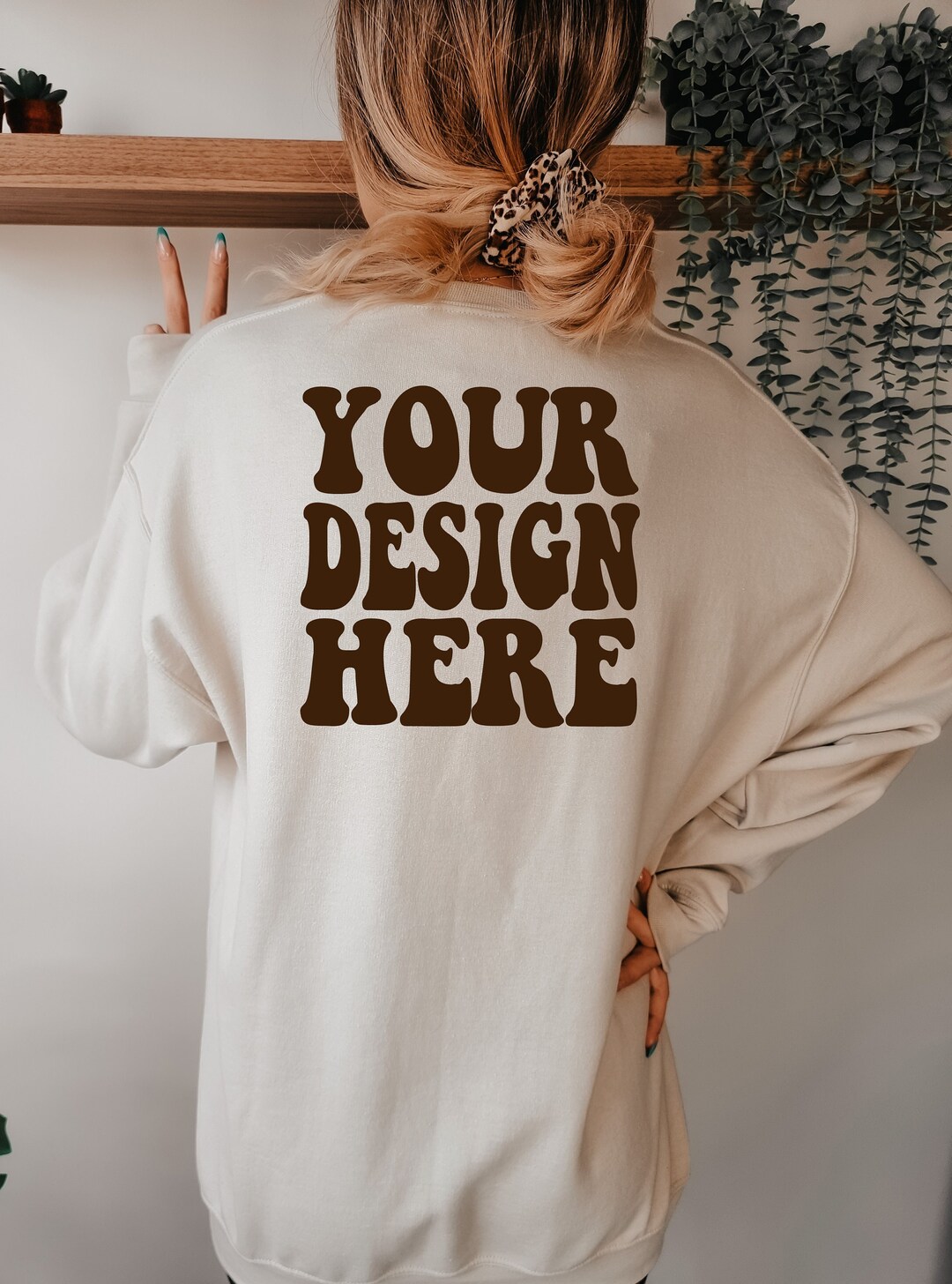 Gildan Sand 18000 Back Mockup | Gildan Sweater Mock up | Oversized ...