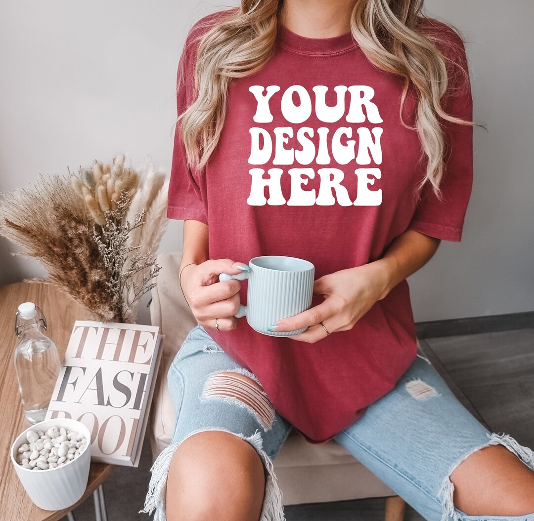 Comfort Colors C1717 Brick Shirt Mockup CC Red Tshirt Oversized Mockup ...