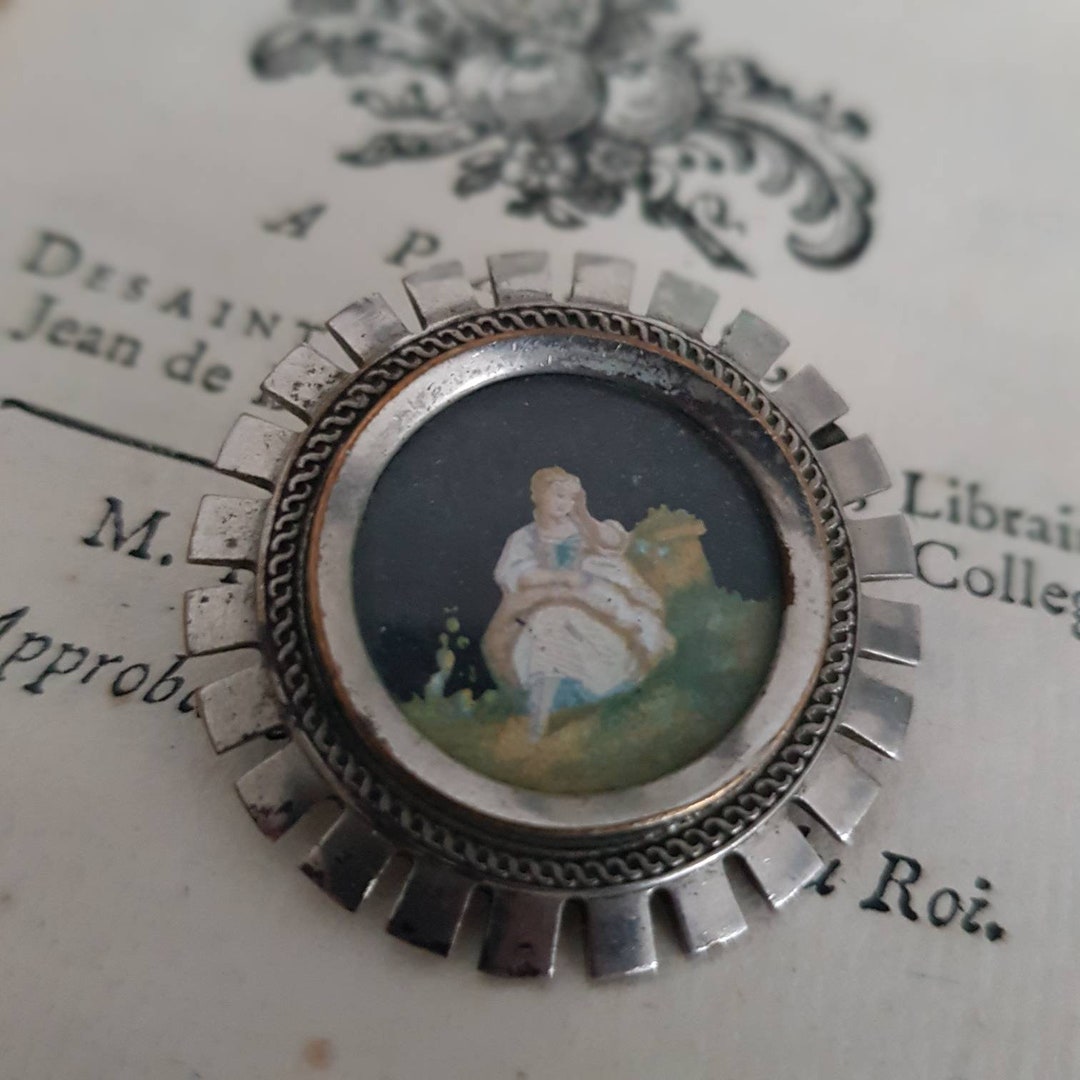 Antique Victorian Hand Painted Miniature Brooch Pin French Jewel 19th ...