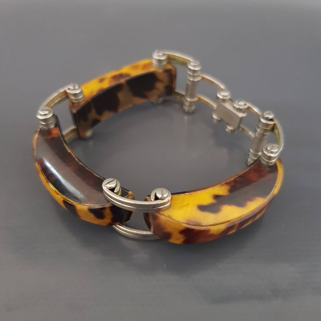 Rare French Art Deco Vintage Chrome Galalith Faux Tortoise Shell ...