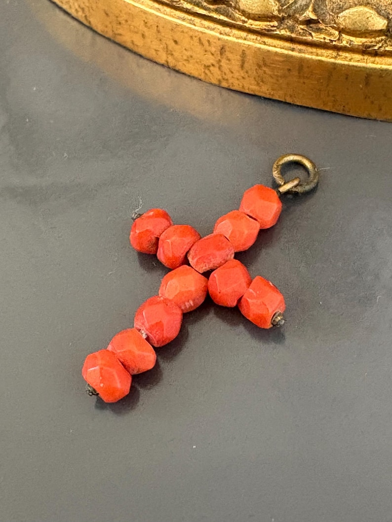 Antique Mediterranean Red Orange Coral Cross Charm Pendant Xixth French ...