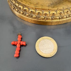 Antique Mediterranean Red Orange Coral Cross Charm Pendant Xixth French ...