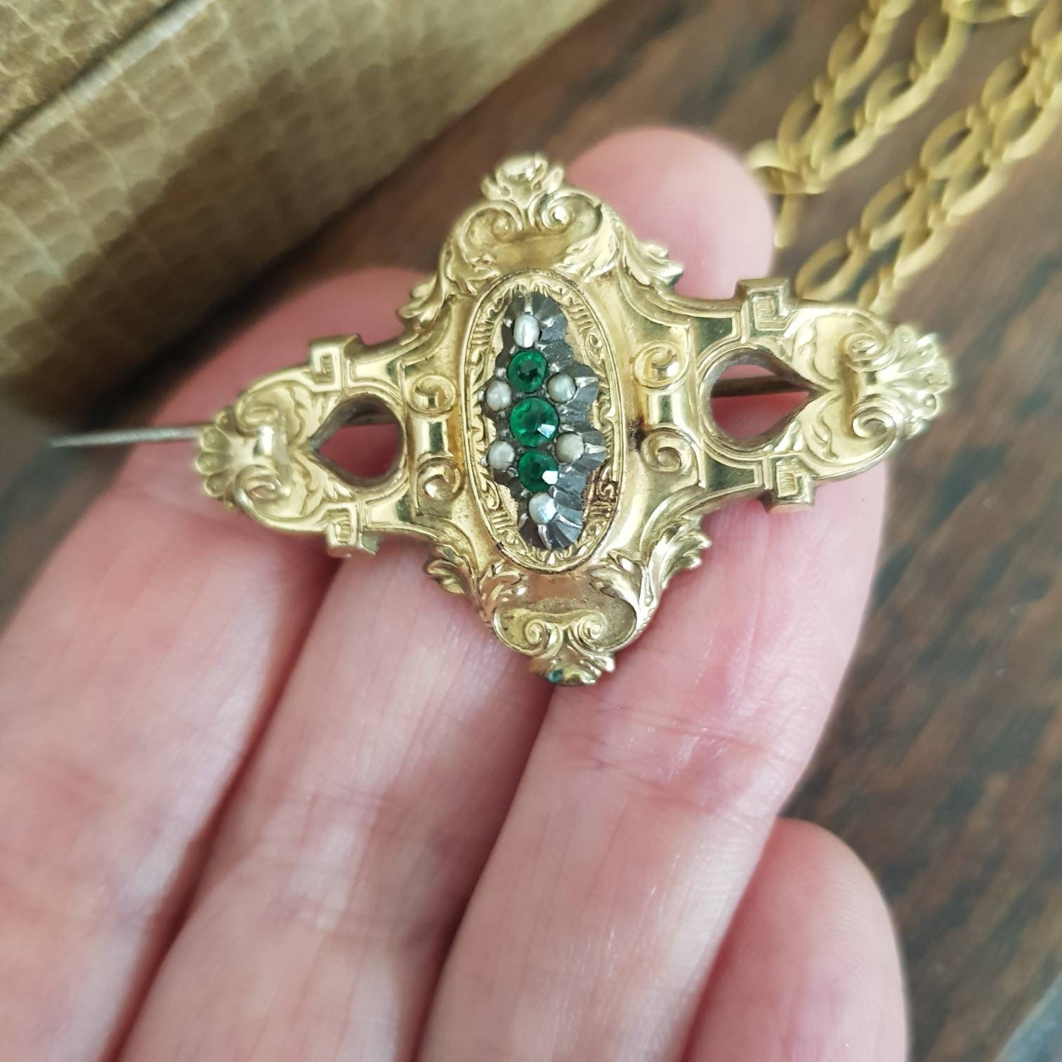 Antique Victorian Rolled Gold Rhinestones Brooch Pin 19th - Etsy