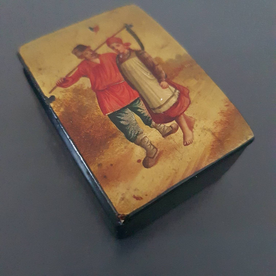 Antique Russian Papier Mâché Lacquer Stamp Box Manufacture Vishniakov ...