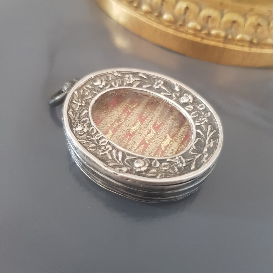 Rare Large Antique Xixth Century Reliquary Pendant Sterling Silver With ...
