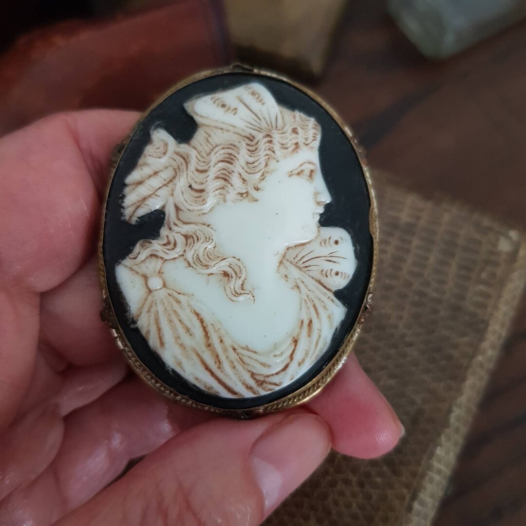 Large French Opaque Glass Cameo Brooch Antique 1900s - Etsy