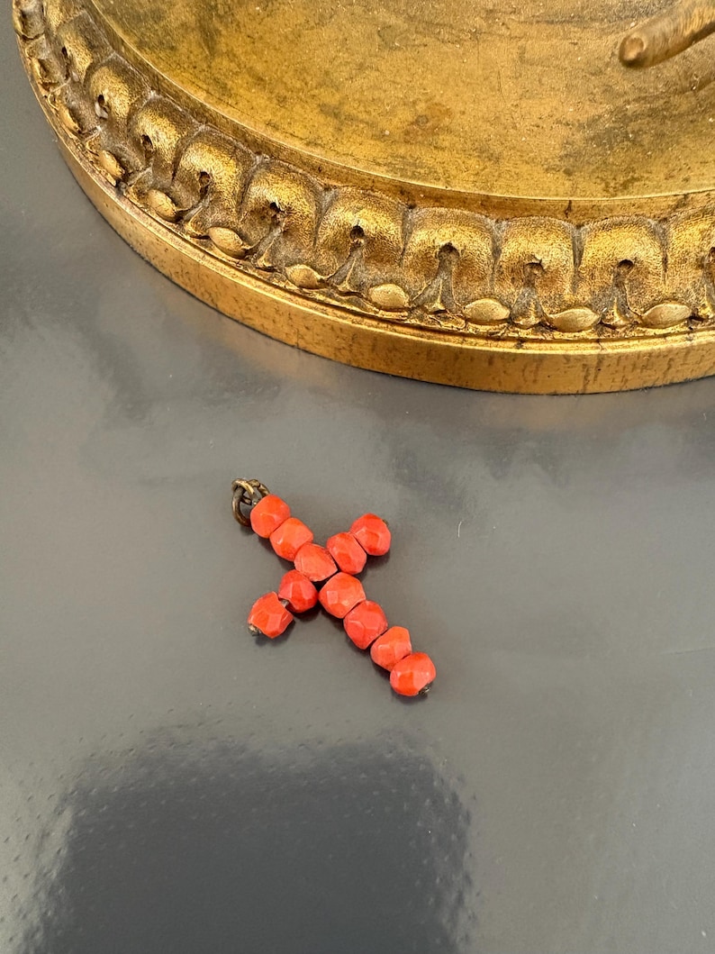 Antique Mediterranean Red Orange Coral Cross Charm Pendant Xixth French ...