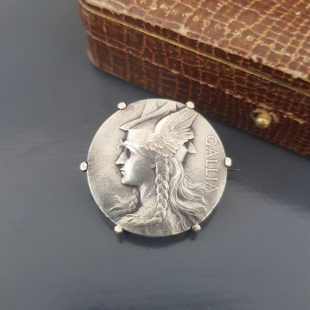 Art Nouveau Antique Sterling Silver Gallia Brooch Pin Signed Frédéric ...