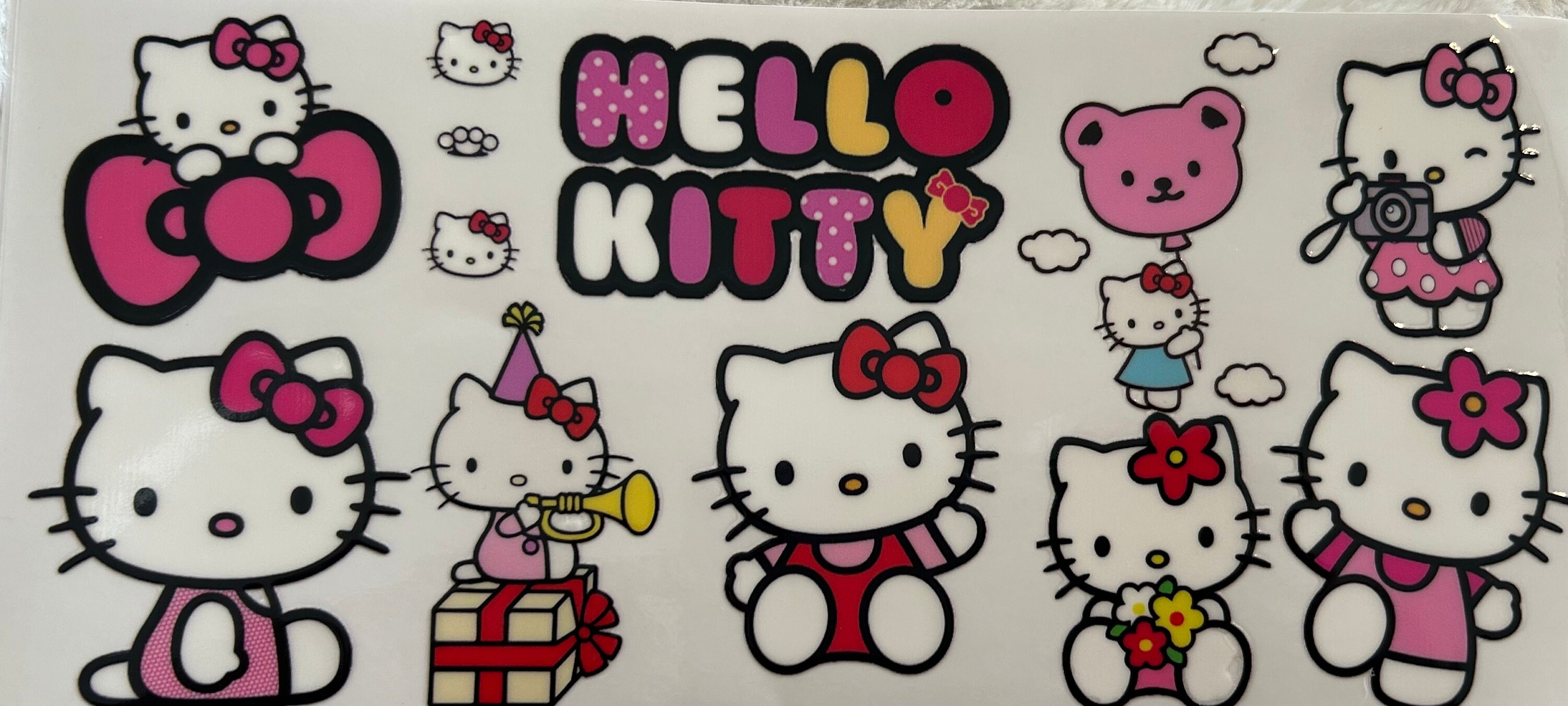 Hello Kitty, UV DTF Glass Can Wrap, Permanent Adhesive, No Heat Needed ...