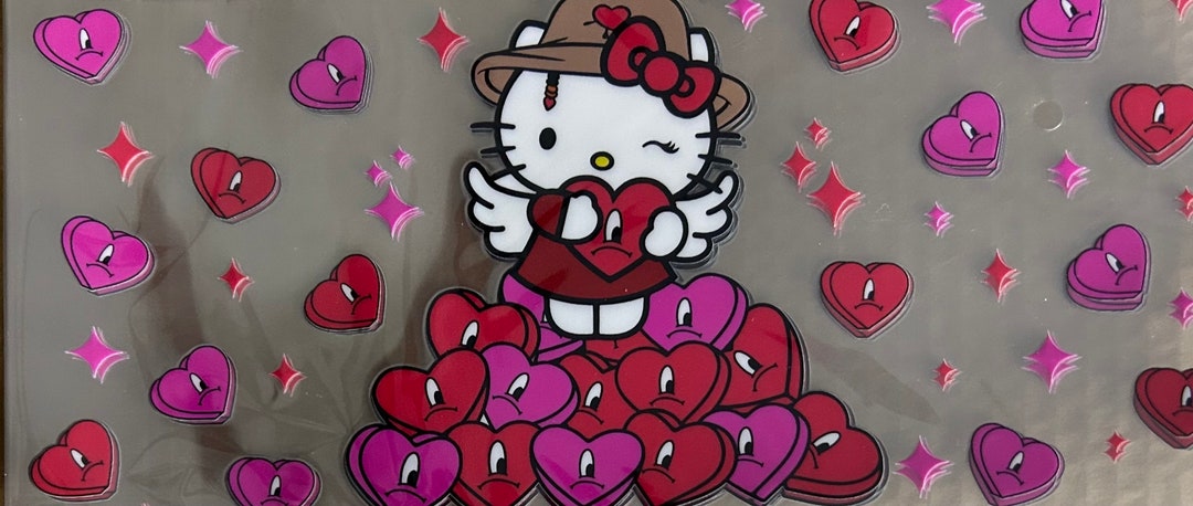 Hello Kitty, UV DTF Glass Can Wrap, Permanent Adhesive, No Heat Needed ...