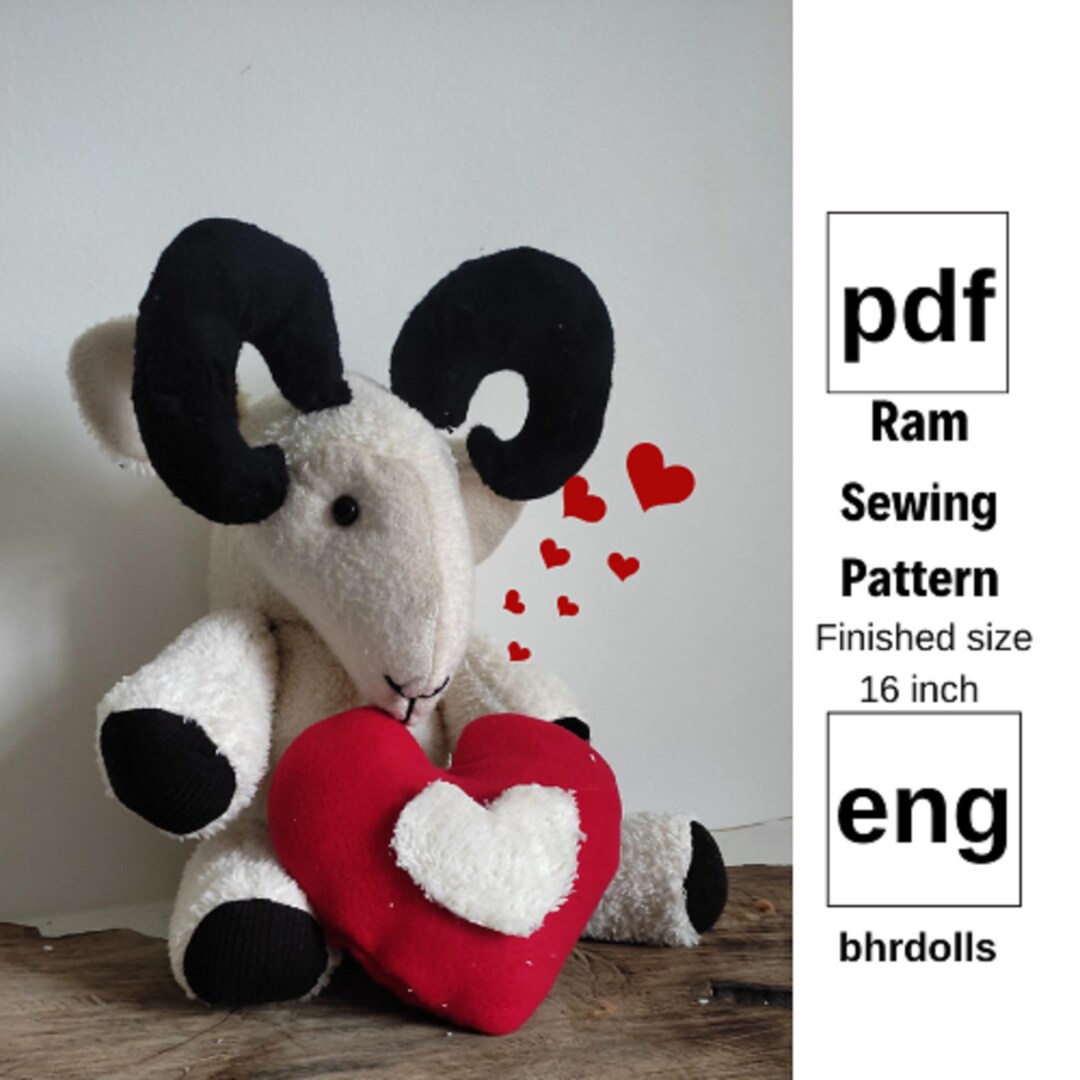 Ram Plushie, Toy Sewing Pattern, Gift Forher, Handmade Stuffed Ram ...