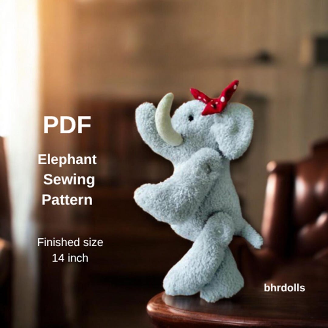 Elephant Plush Sewing Pattern PDF, Stuffed Animal Toy, Digital Download ...