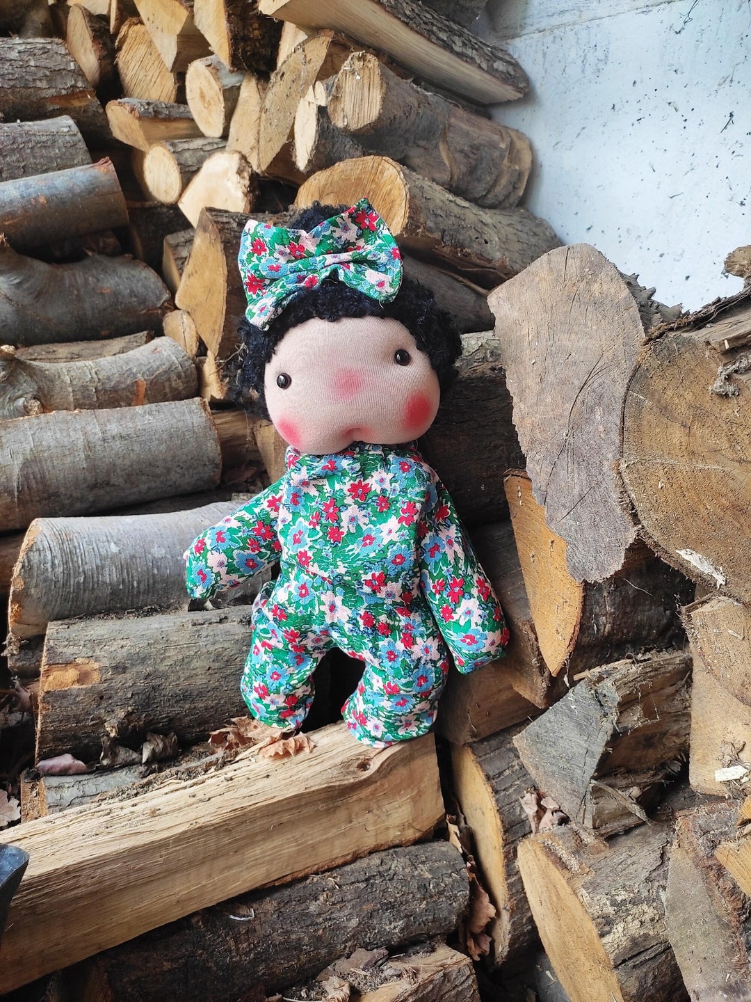 14 Black Handmade Stuffed Doll curly Hair Doll in - Etsy