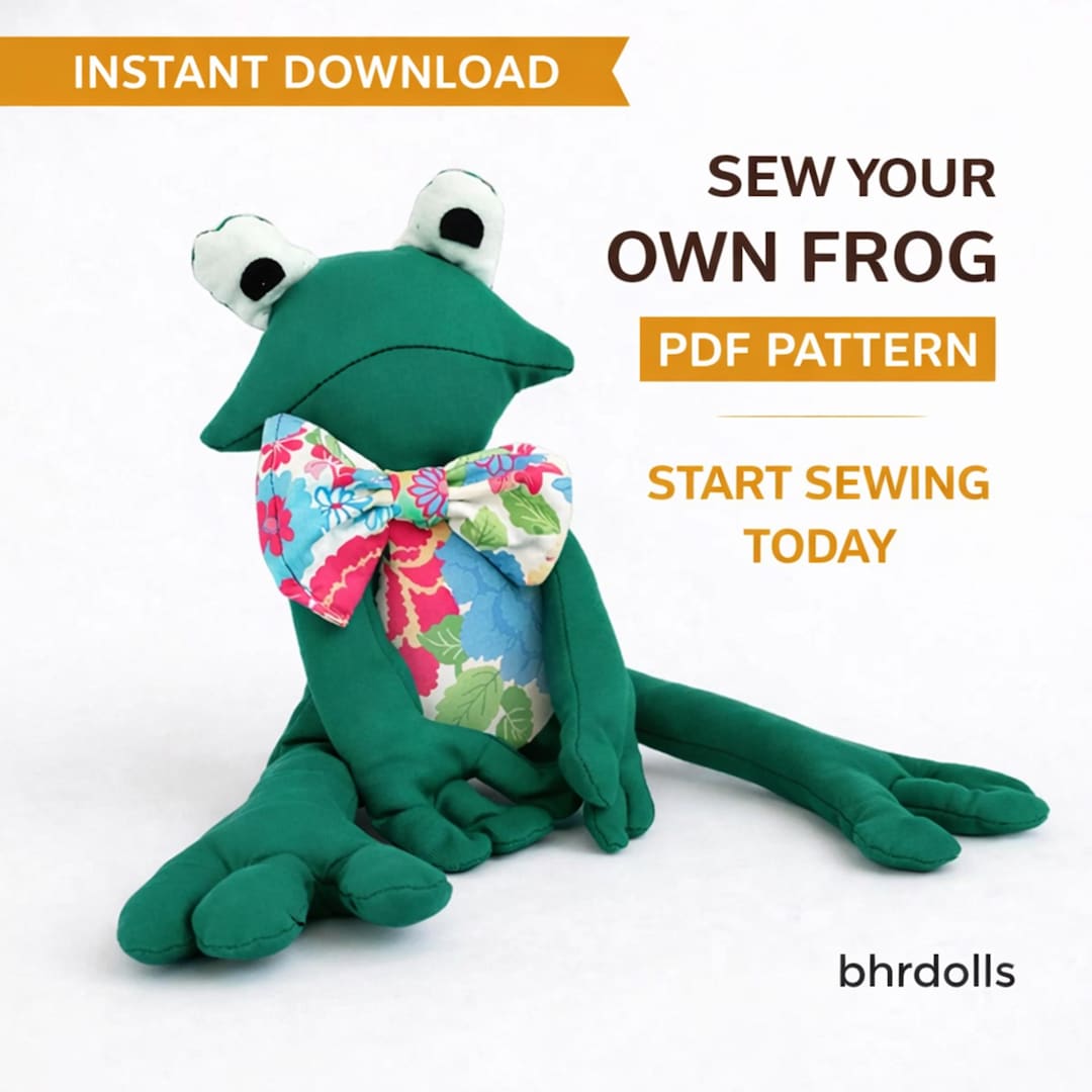 Frog Plush Sewing Pattern, Stuffed Animal Toy Tutorial (PDF Download ...