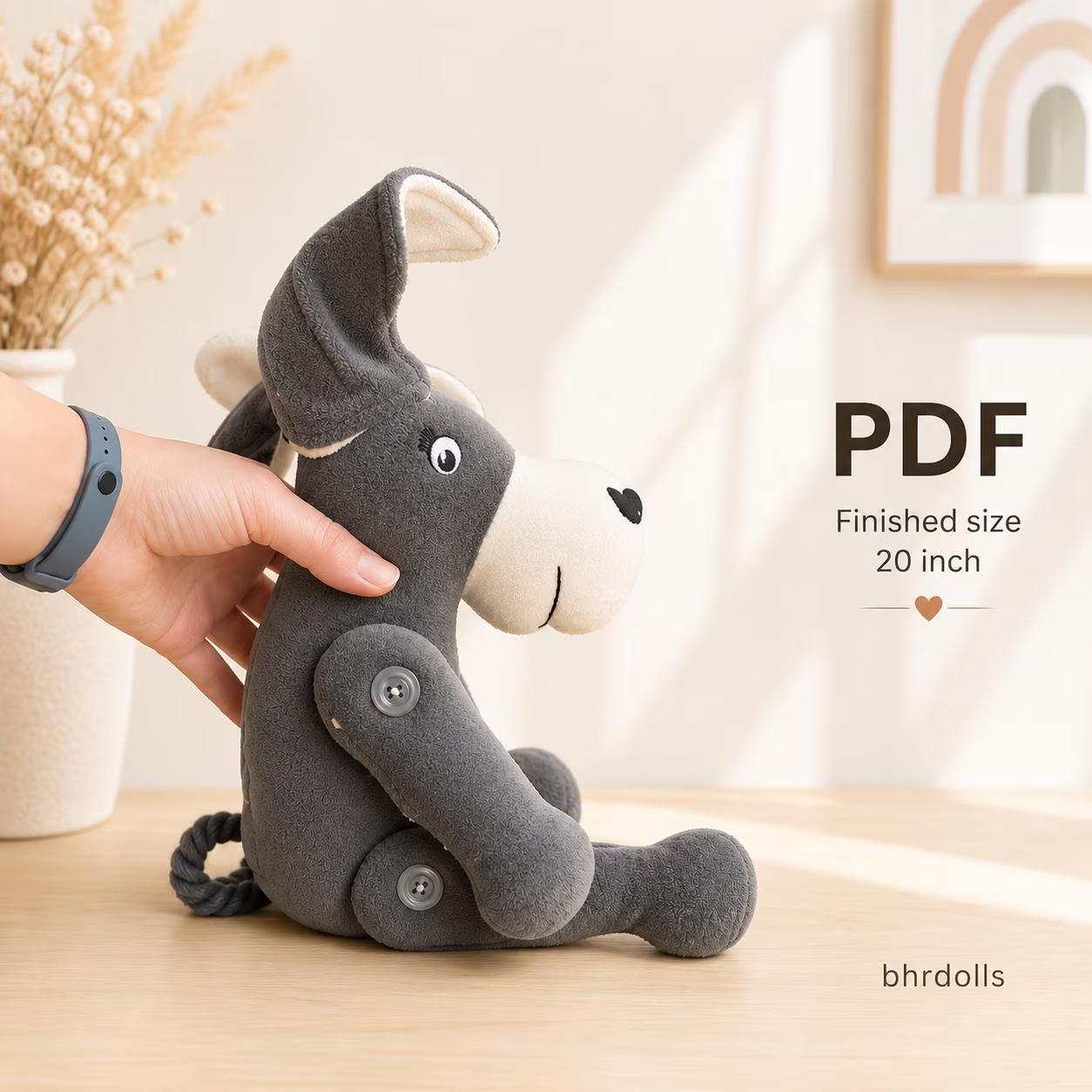 Donkey Plush Sewing Pattern PDF, Farm Animal Soft Toy, DIY Stuffed Toy ...