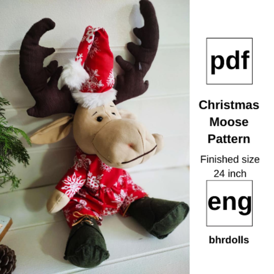 Plush Moose Pattern sew Your Own Christmas Deer Plushie With Step-by ...