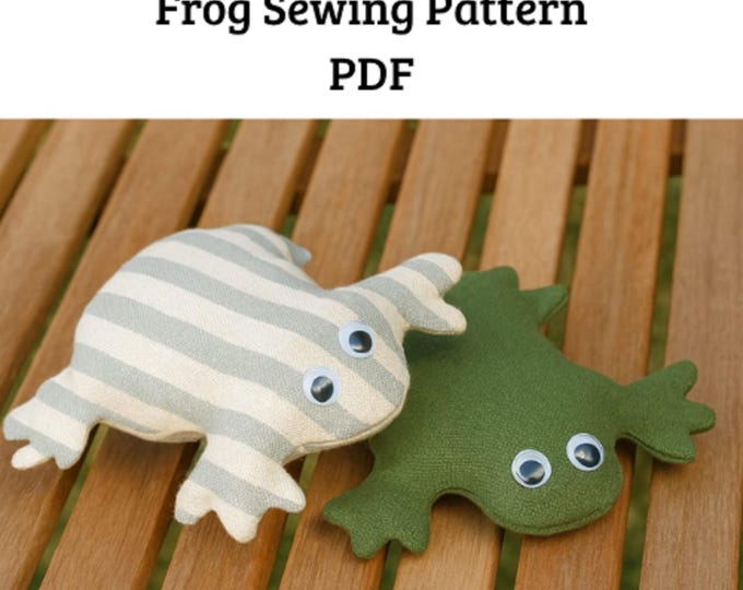 Frog Plush Sewing Pattern, Easy Soft Animal Sewing Template 5 Sizes ...