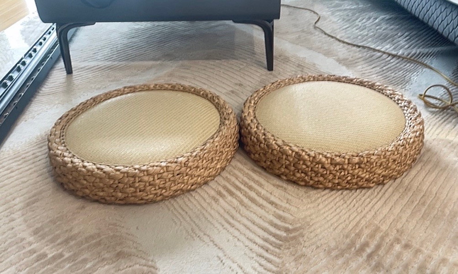 Handwoven Round Straw Tatami Cushion, Japanese Style Straw Cushion ...