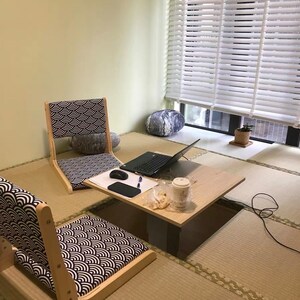 Portable Japanese Legless Chair With Cushion, Tatami Chair Accent ...