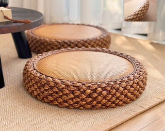 Handwoven Round Straw Tatami Cushion Rustic Floor Cushion - Etsy
