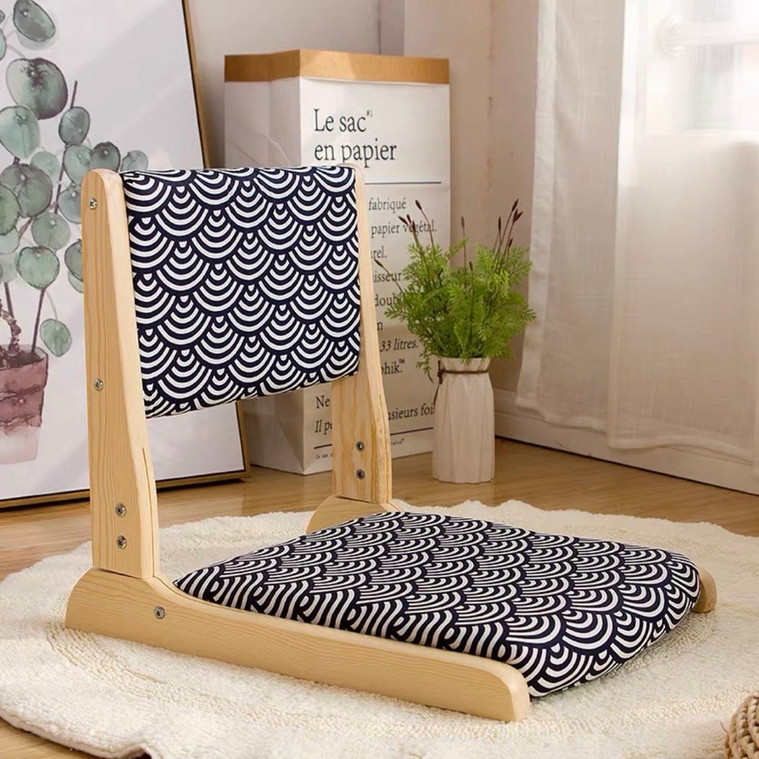 Portable Japanese Legless Chair With Cushion, Tatami Chair Accent ...
