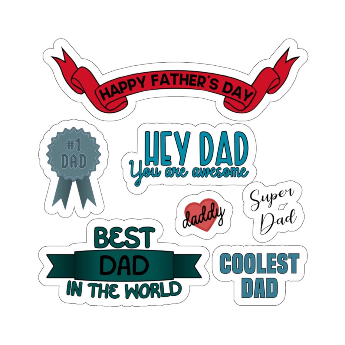 Father's Day Vinyl Stickers Pack Happy Fathers day gift | Etsy