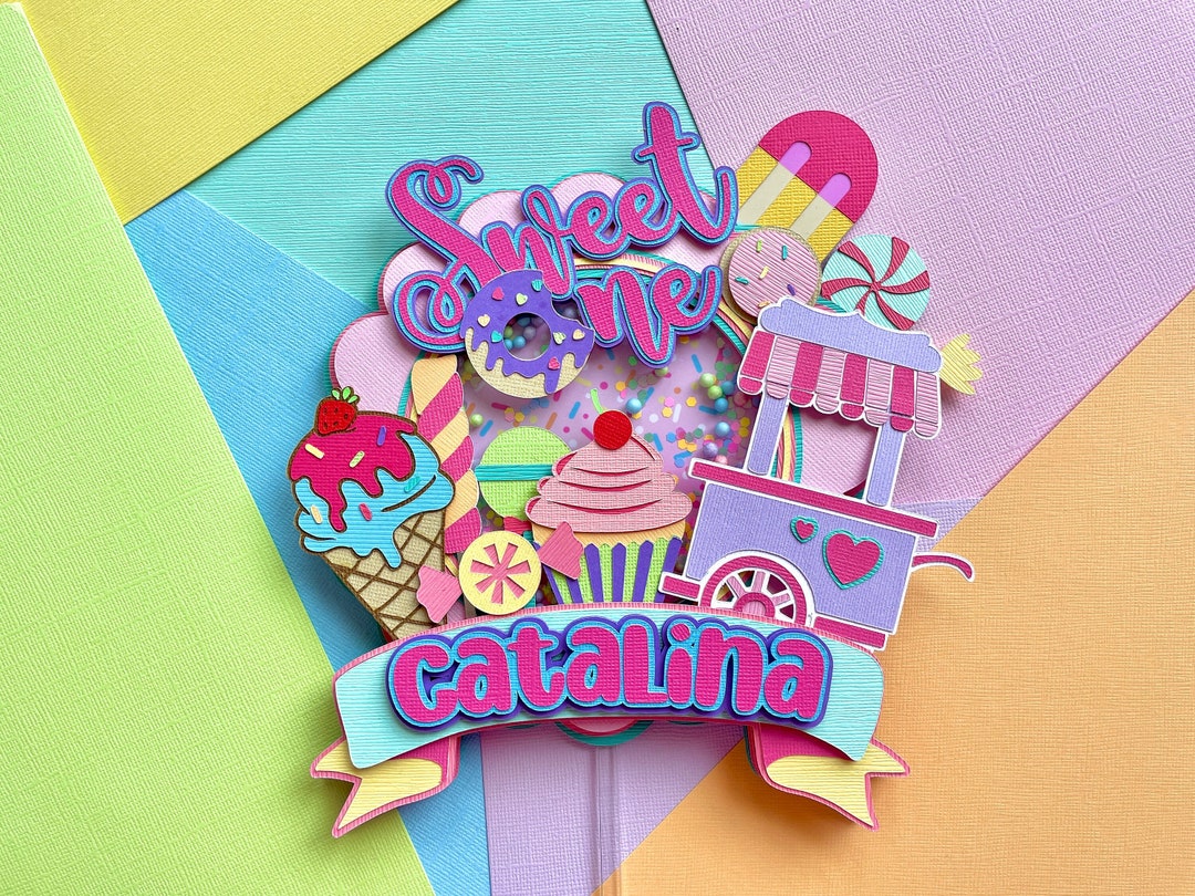 Sweet One Cake Topper Candy Cupcake Birthday Party Decor First Birthday ...