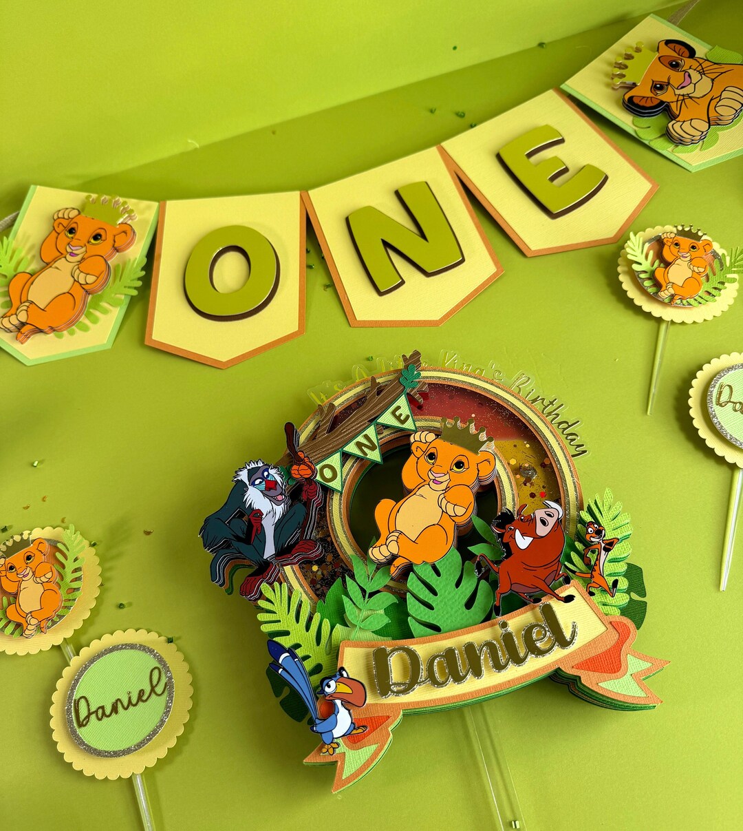 First Birthday Simba Party Pack, Lion King Cake Topper Banner Cupcake ...