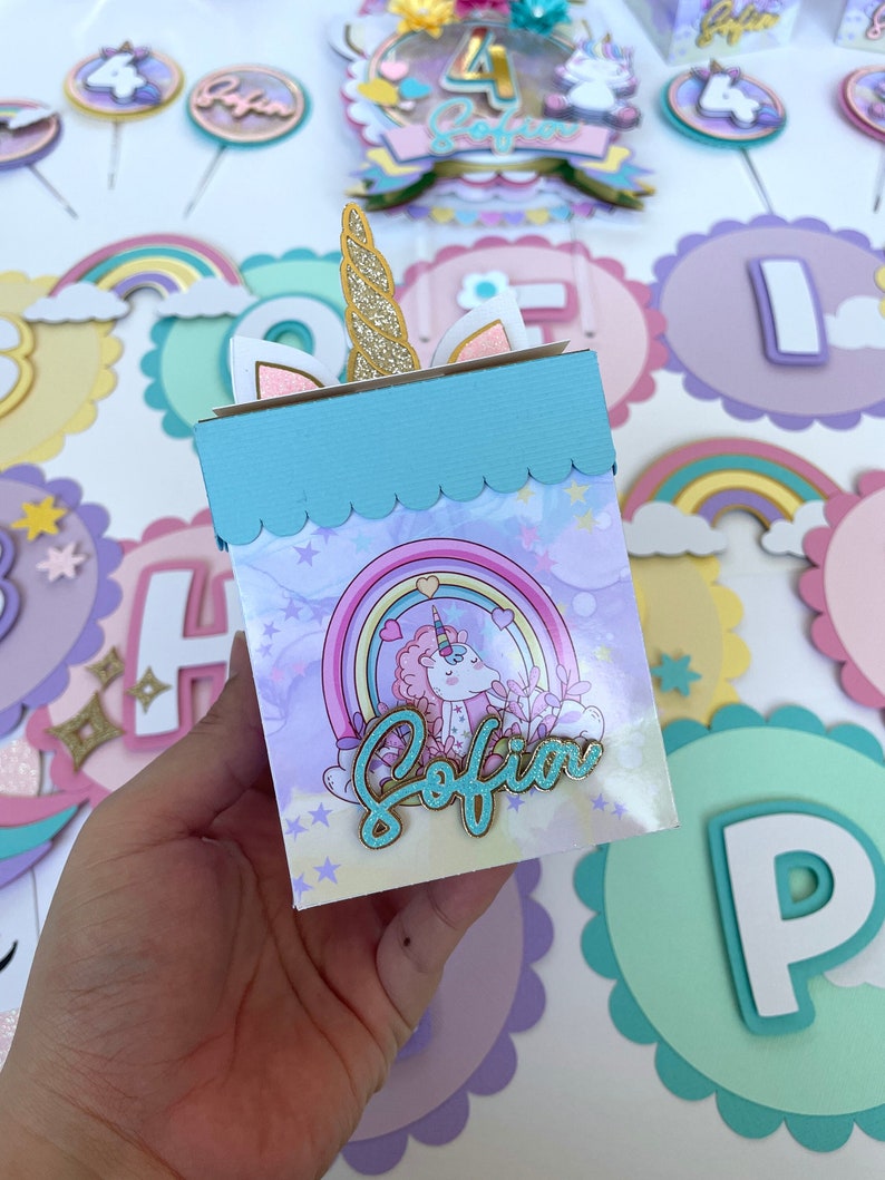 Unicorn Favor Boxes Pastel Rainbow Candy Box Party Decor Gable Box - Etsy