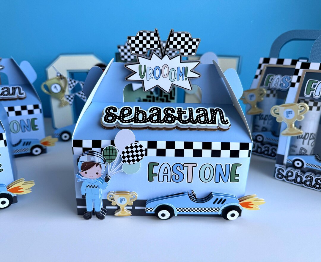 Fast One Gable Box Two Fast Party Decor Vintage Cars Themed Birthday ...