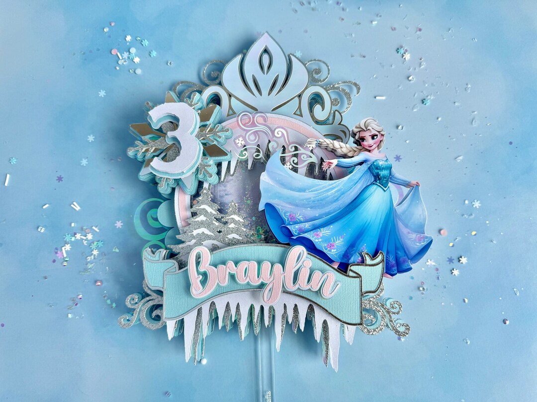 Frozen Elsa Cake Topper W/ Confetti & LED Lights Frozen Anna Elsa Olaf ...
