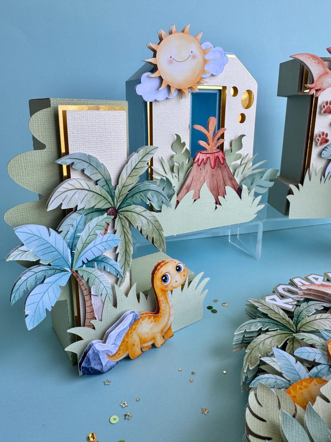 Baby Dinosaur 3D Letters Wild One Party Decor First Birthday Dino ...