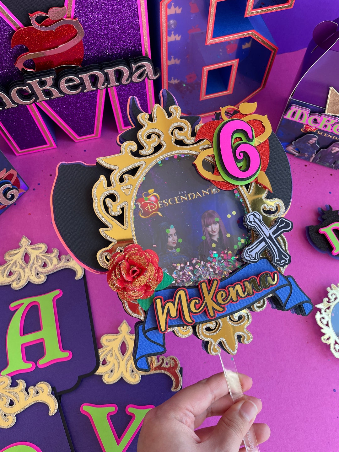 Descendants Cake Topper Mal & Evie Party Decor - Etsy
