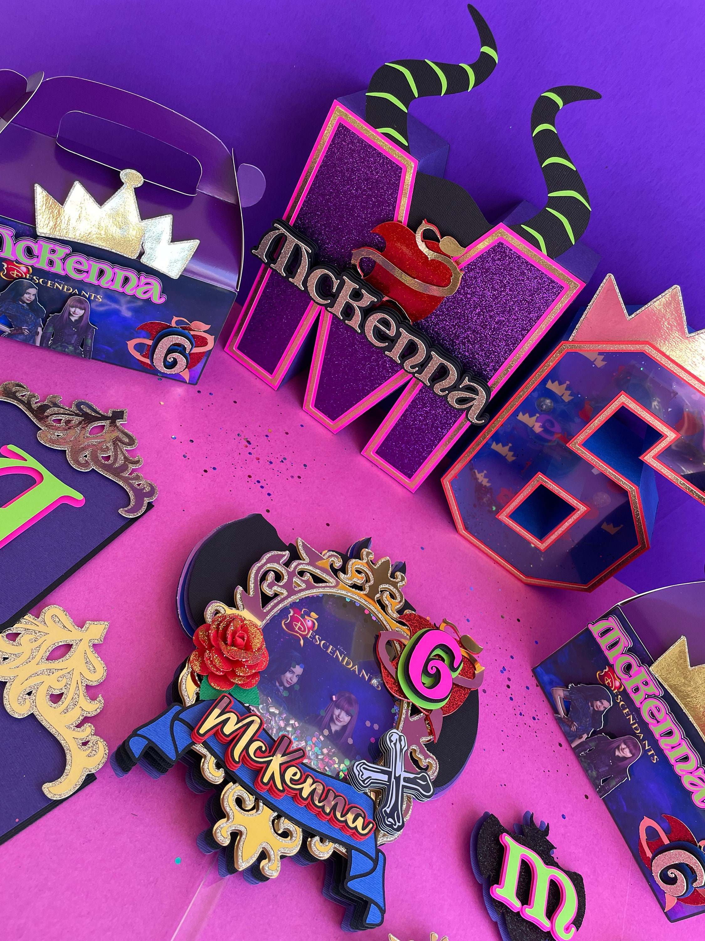 Descendants Cake Topper Mal & Evie Party Decor - Etsy