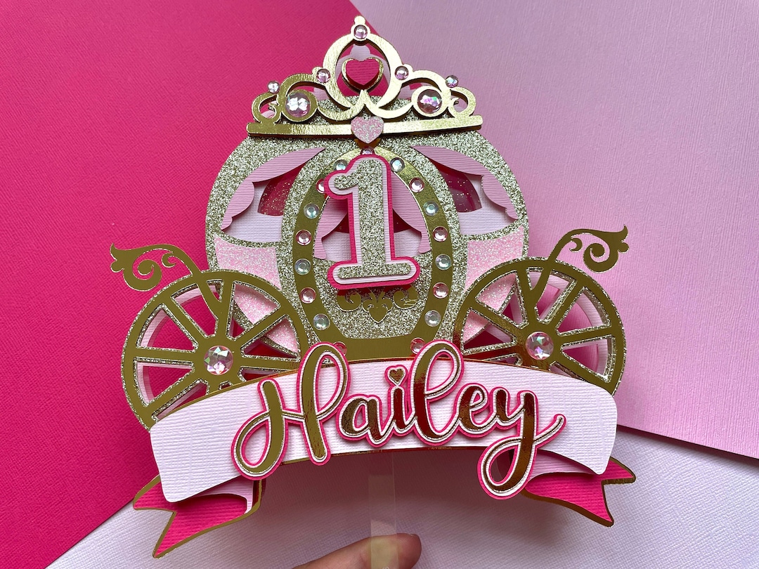 Royal Princess Cake Topper With Confetti & LED Lights, Carriage ...