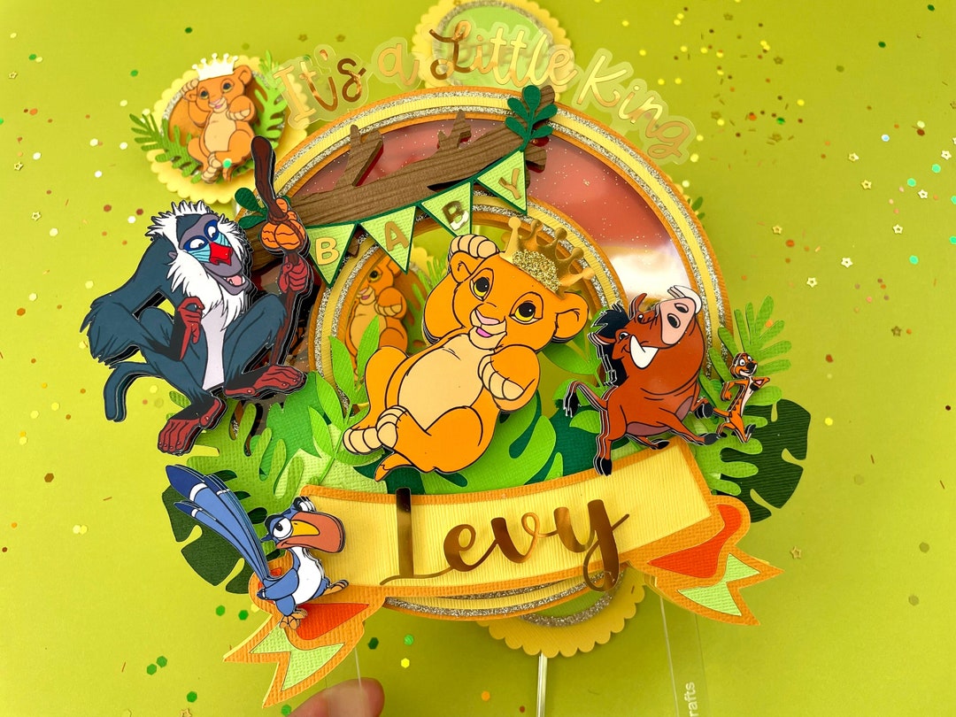 Baby Simba Cake Topper W/ Shaker & LED Lights, Baby Shower Party Decor ...