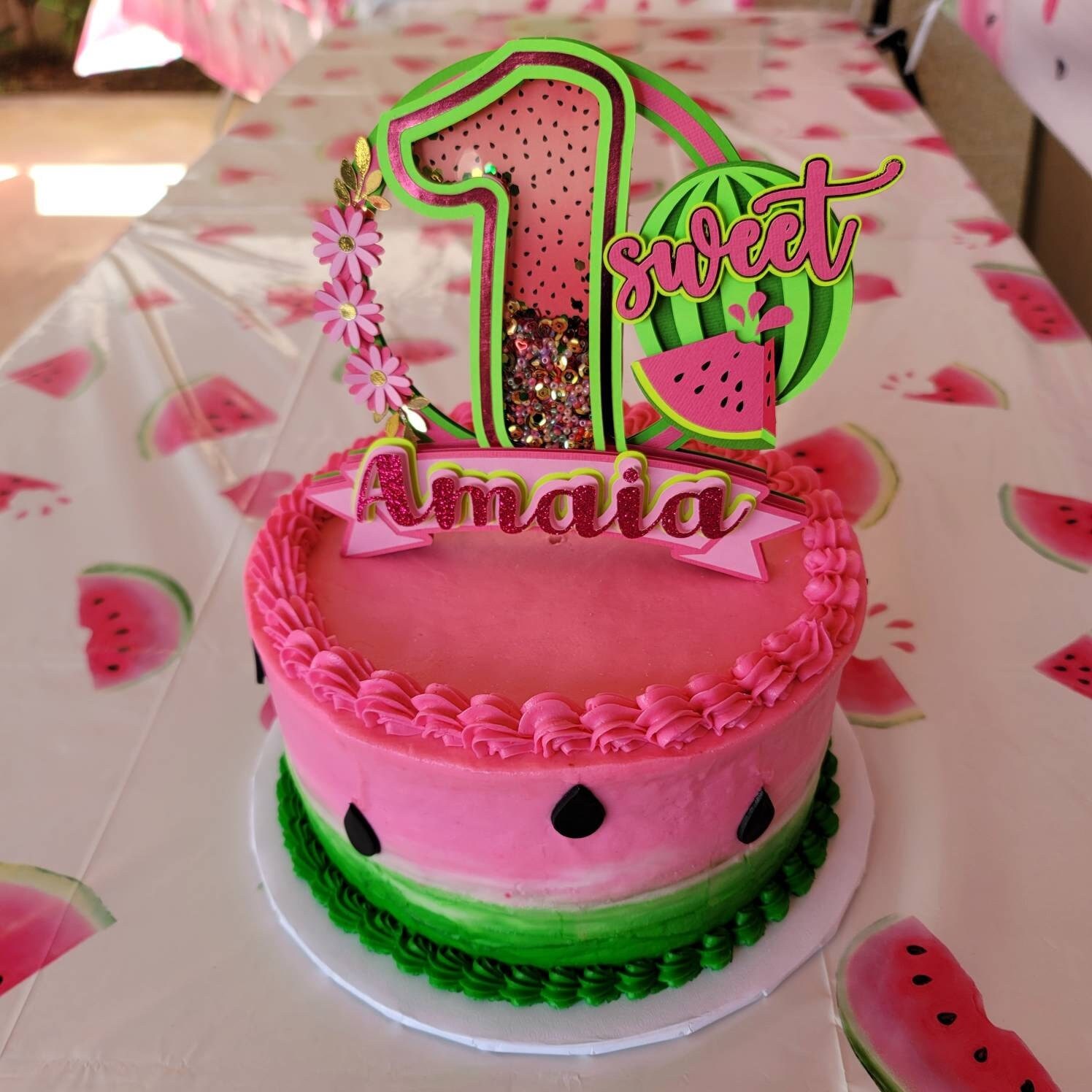 One in A Melon Shaker Cake Topper Watermelon Cake Topper | Etsy