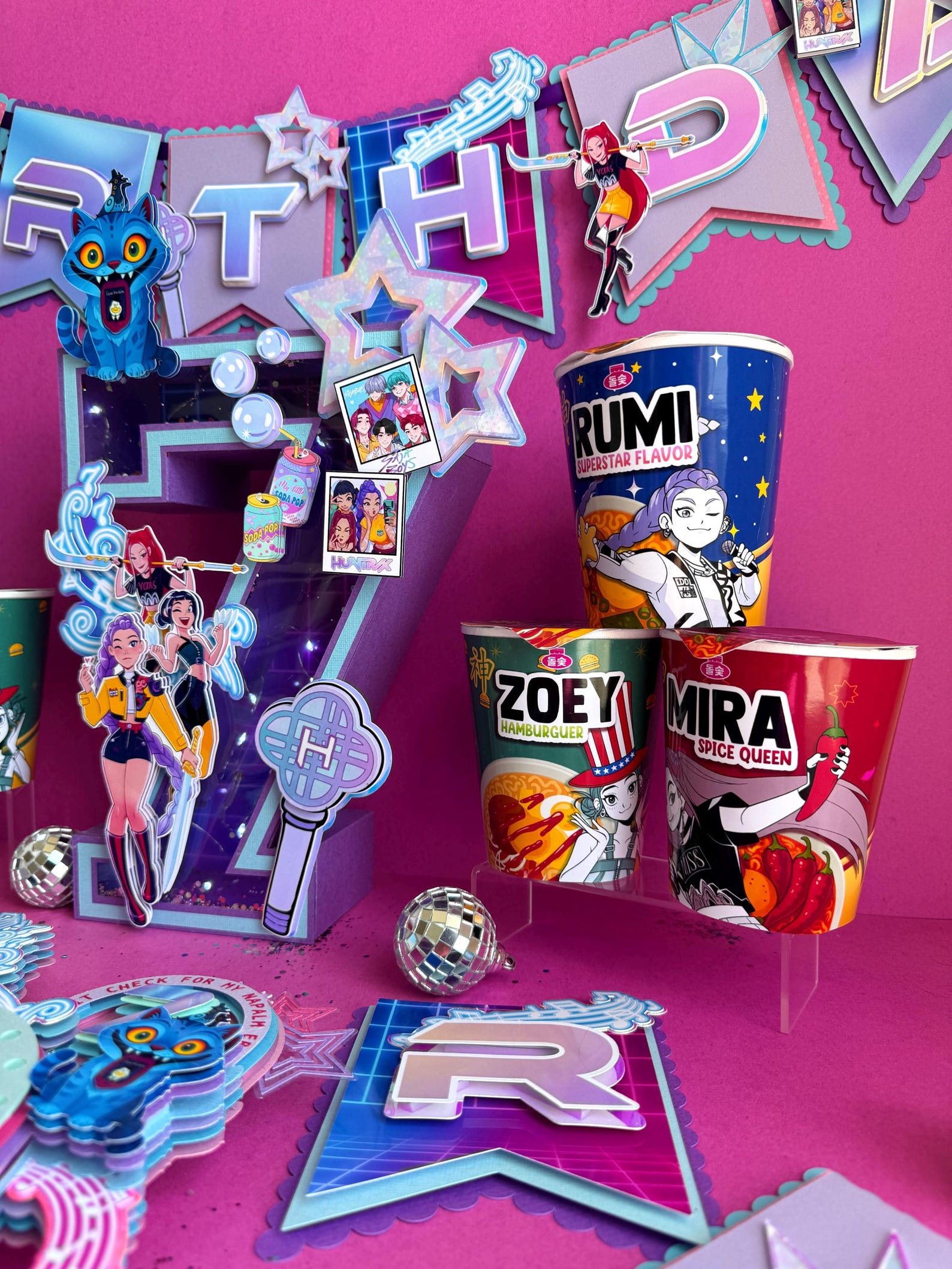 Huntrix Birthday Banner Kpop Demon Hunters Party Decor Saja Boys ...