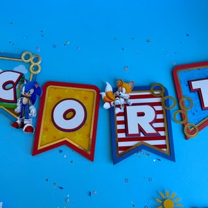 Sonic Hedgehog Birthday Banner Amy Rose Knuckles Tails Party Decor - Etsy