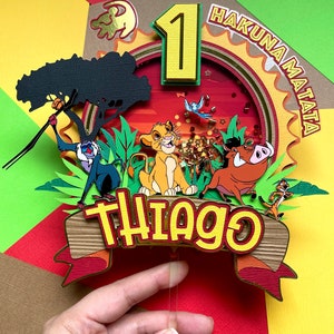 Simba Lion King Cake Topper W/ Confetti & LED Lights Birthday Party ...