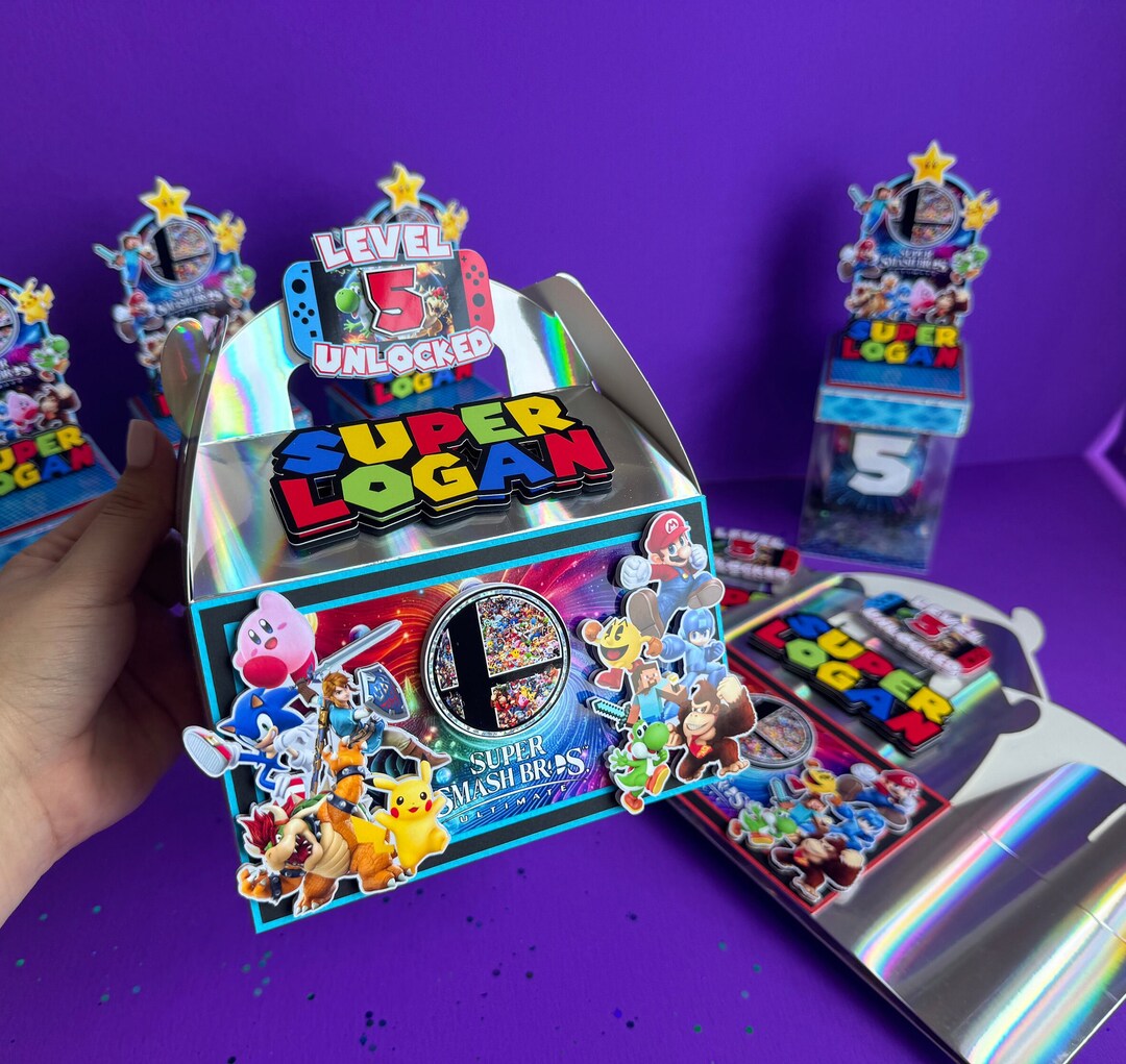 Super Smash Bros Gable Box Video Game Party Decor Mario Bowser Sonic ...