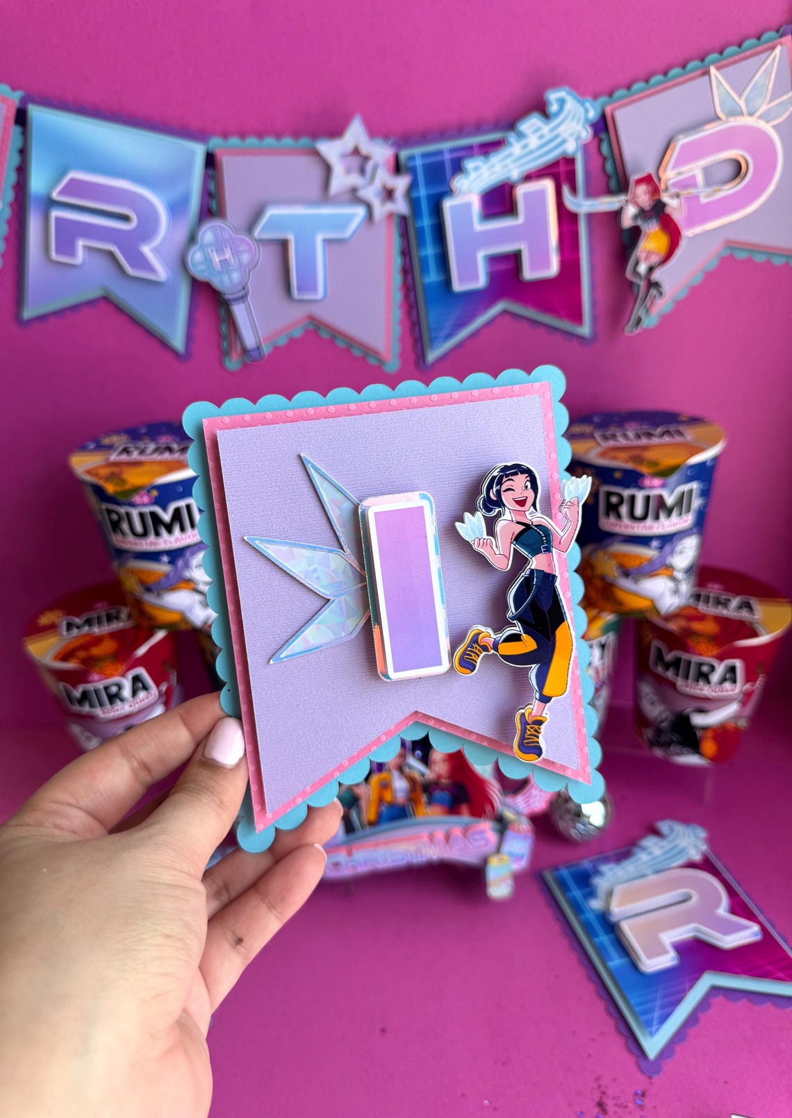 Huntrix Birthday Banner Kpop Demon Hunters Party Decor Saja Boys ...