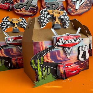 Cars Gable Box Lightning Mcqueen Party Decor Two Fast One Ka-chow ...