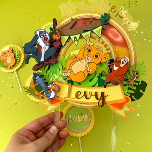 Baby Simba Cake Topper W/ Shaker & LED Lights, Baby Shower Party Decor ...