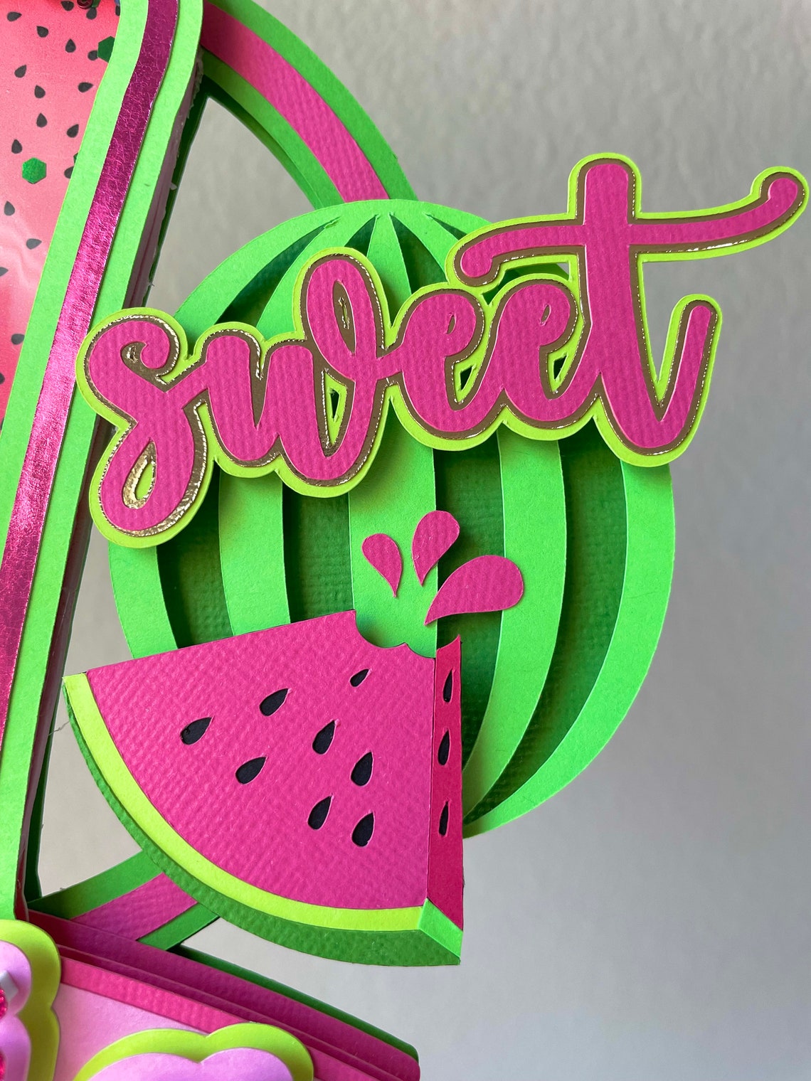 One in A Melon Shaker Cake Topper Watermelon Cake Topper | Etsy