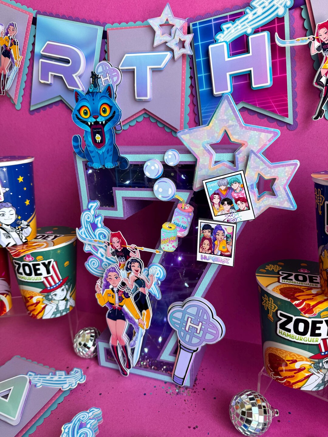 Huntrix Birthday 3D Letter, Kpop Demon Hunters Party Decor, Saja Boys ...