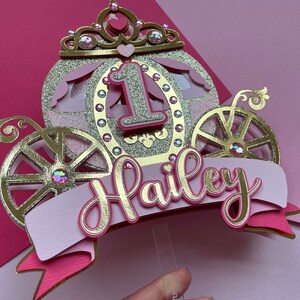 Royal Princess Cake Topper With Confetti & LED Lights, Carriage ...