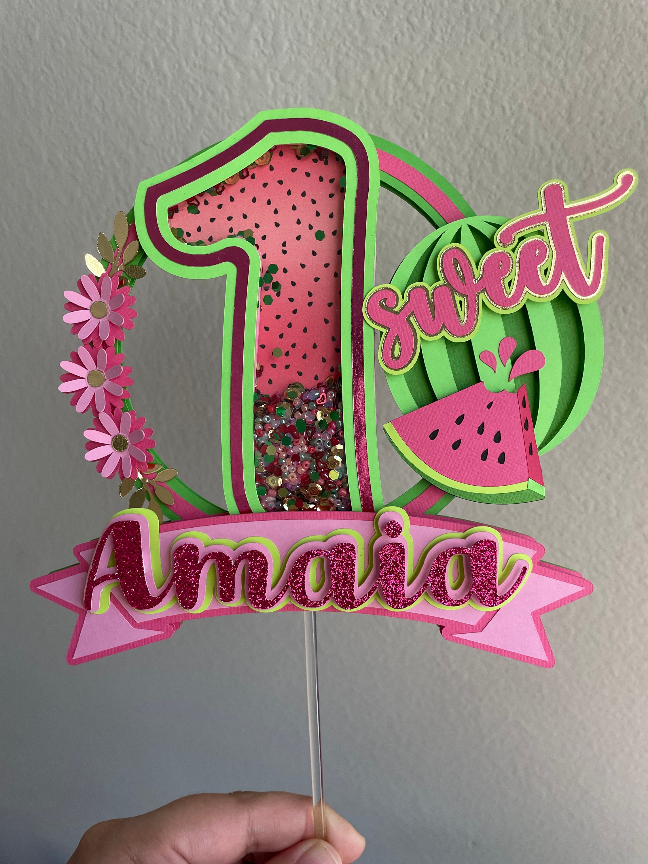 One in A Melon Shaker Cake Topper Watermelon Cake Topper | Etsy