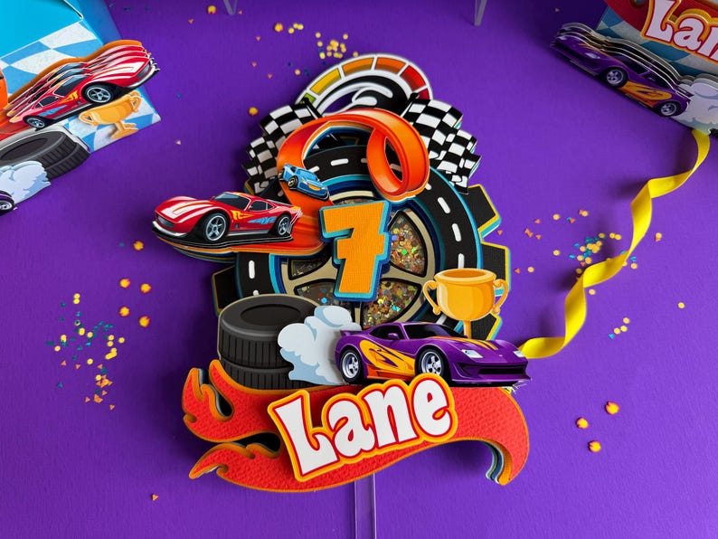 Race Car Cake Topper Two Fast Party Decor Fast One Race Car Themed ...